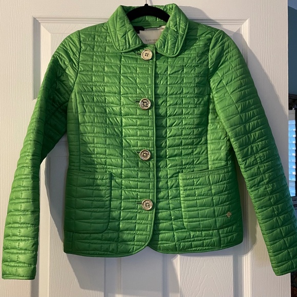 kate spade | Jackets & Coats | Kate Spade Quilted Green Jacket | Poshmark